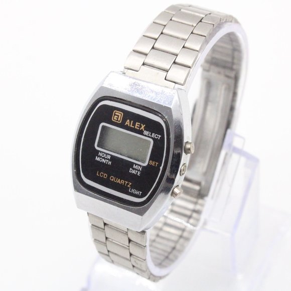 Alex | Accessories | Vintage Alex Digital Watch Womens Retro Silver ...